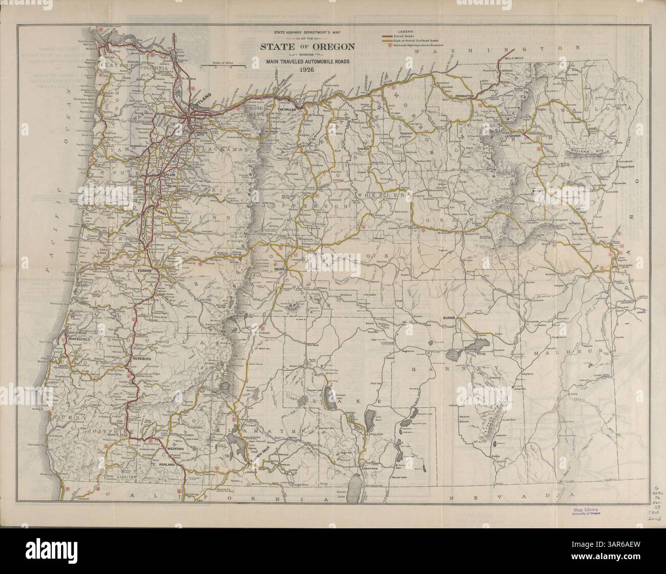 This map from the State Highway Department shows the main automobile ...