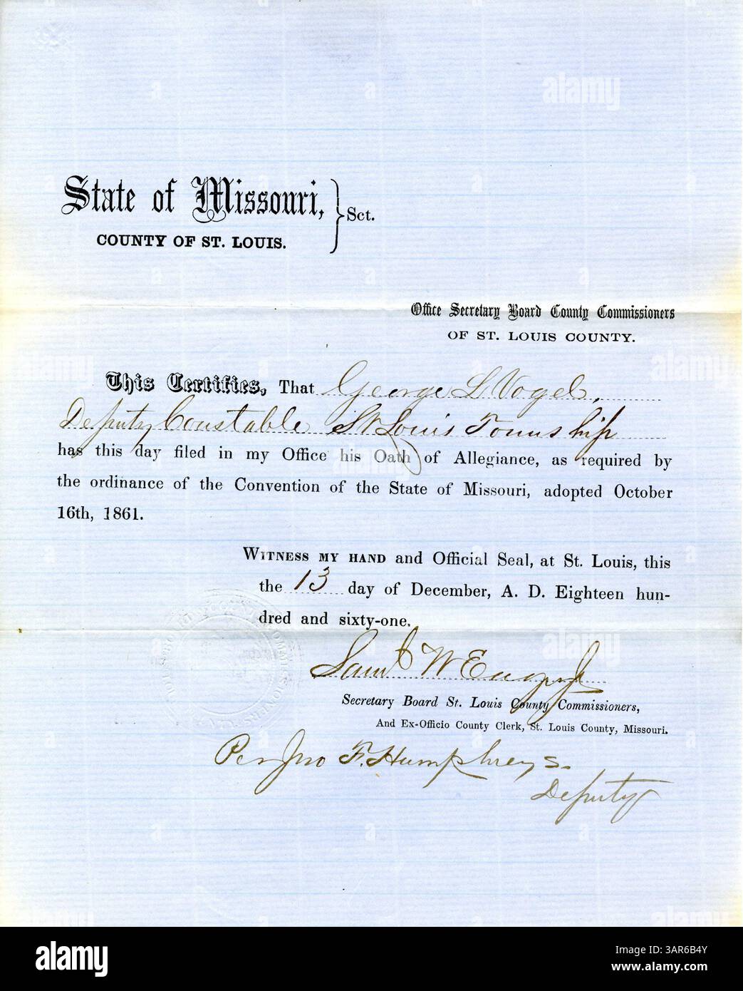 George L. Vogel of St. Louis, Missouri, swore an oath of allegiance to ...