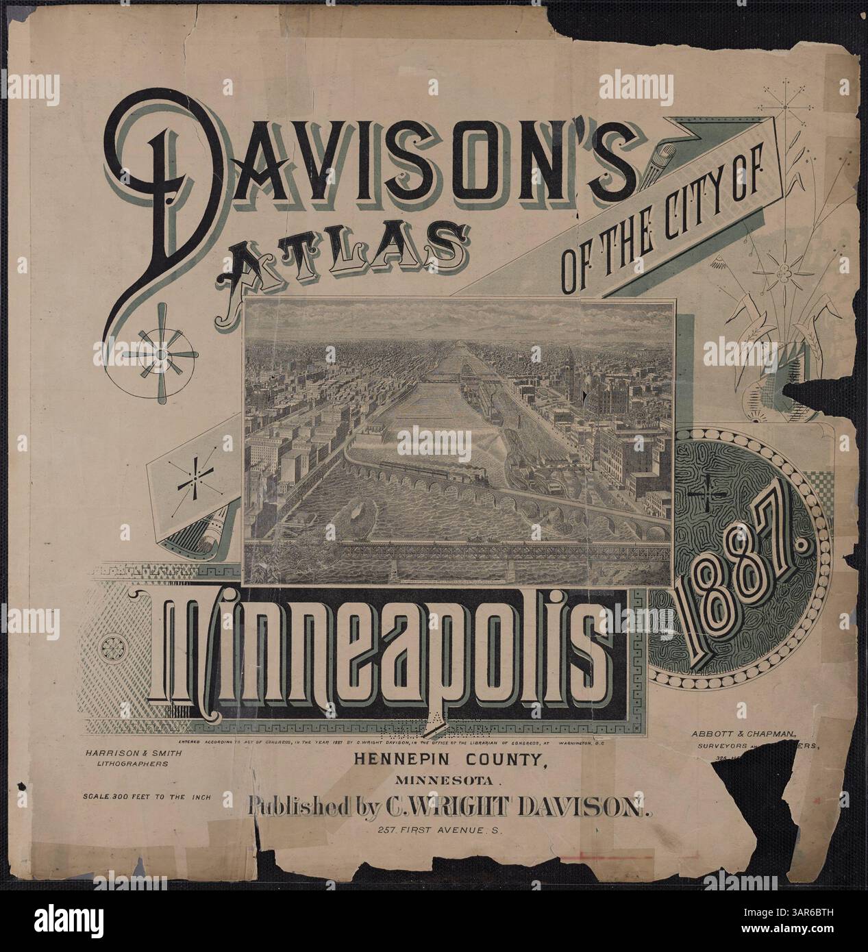 This set of surveys and plats from Davison's Atlas details the layout ...