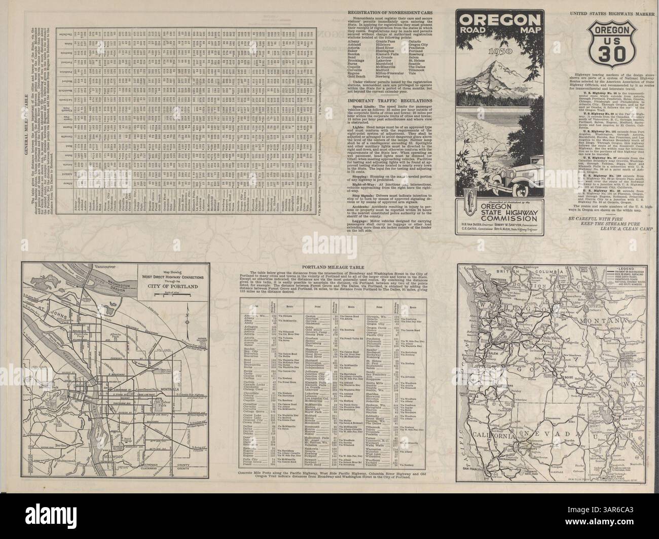 The reverse side of the State Highway Department's 1915 map of Oregon ...
