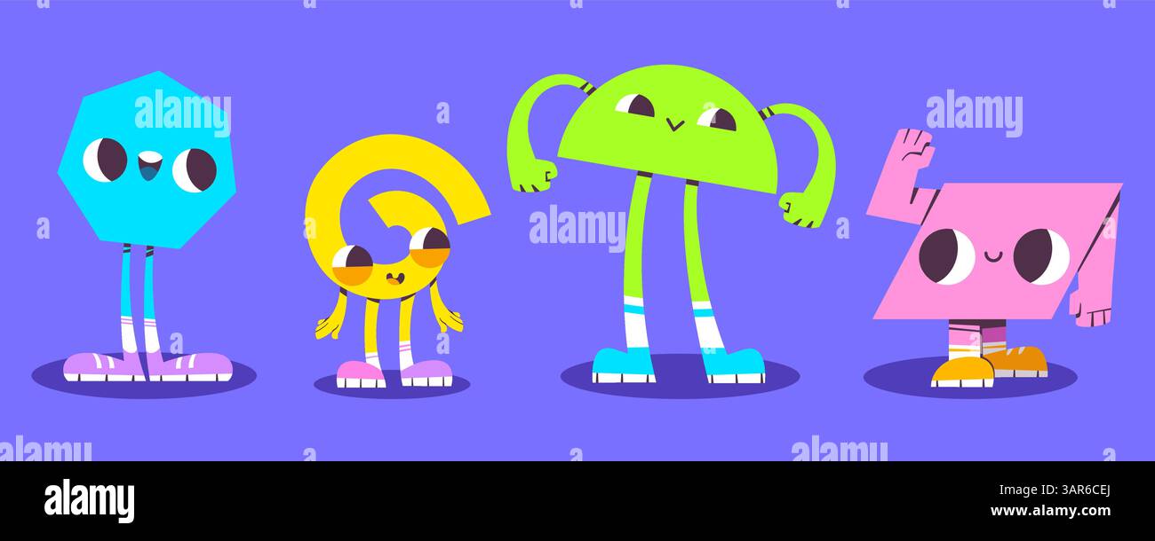 Geometric doodle figures illustration - cute funny abstract shaped ...