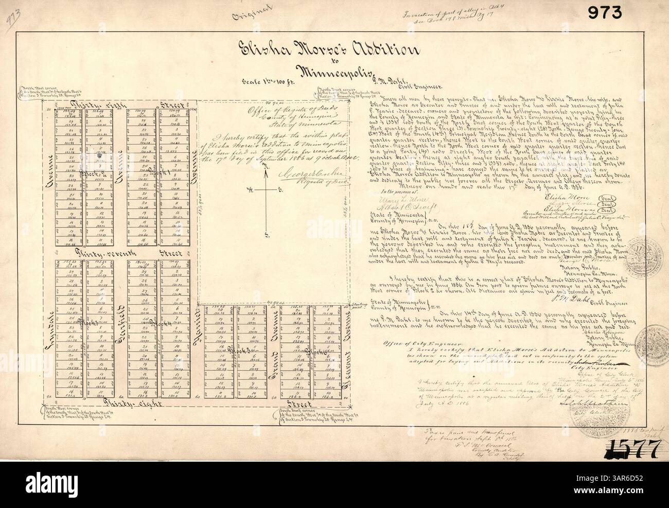 Elisha Morse's Addition to Minneapolis is a historical map that shows ...
