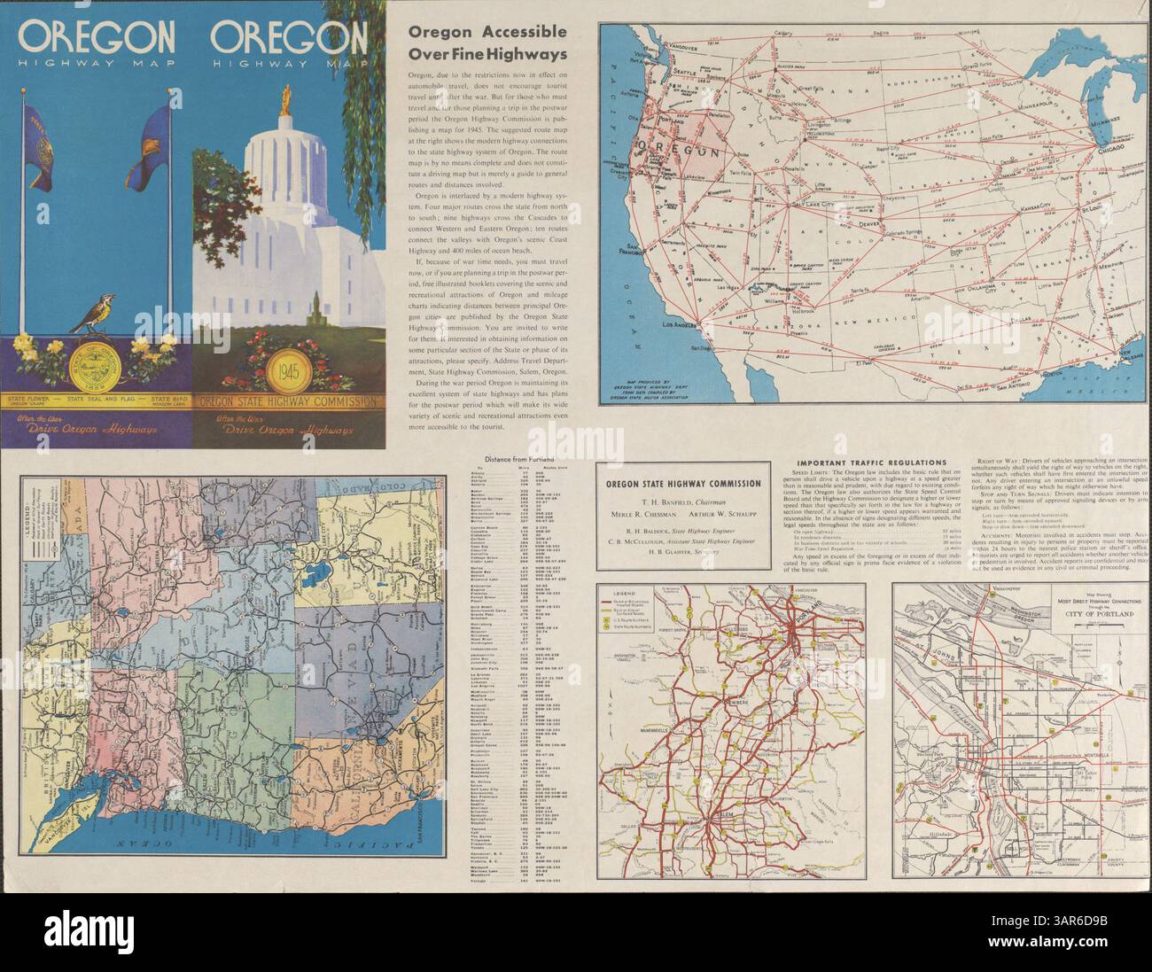 This map features the reverse side of the Oregon State Highway ...