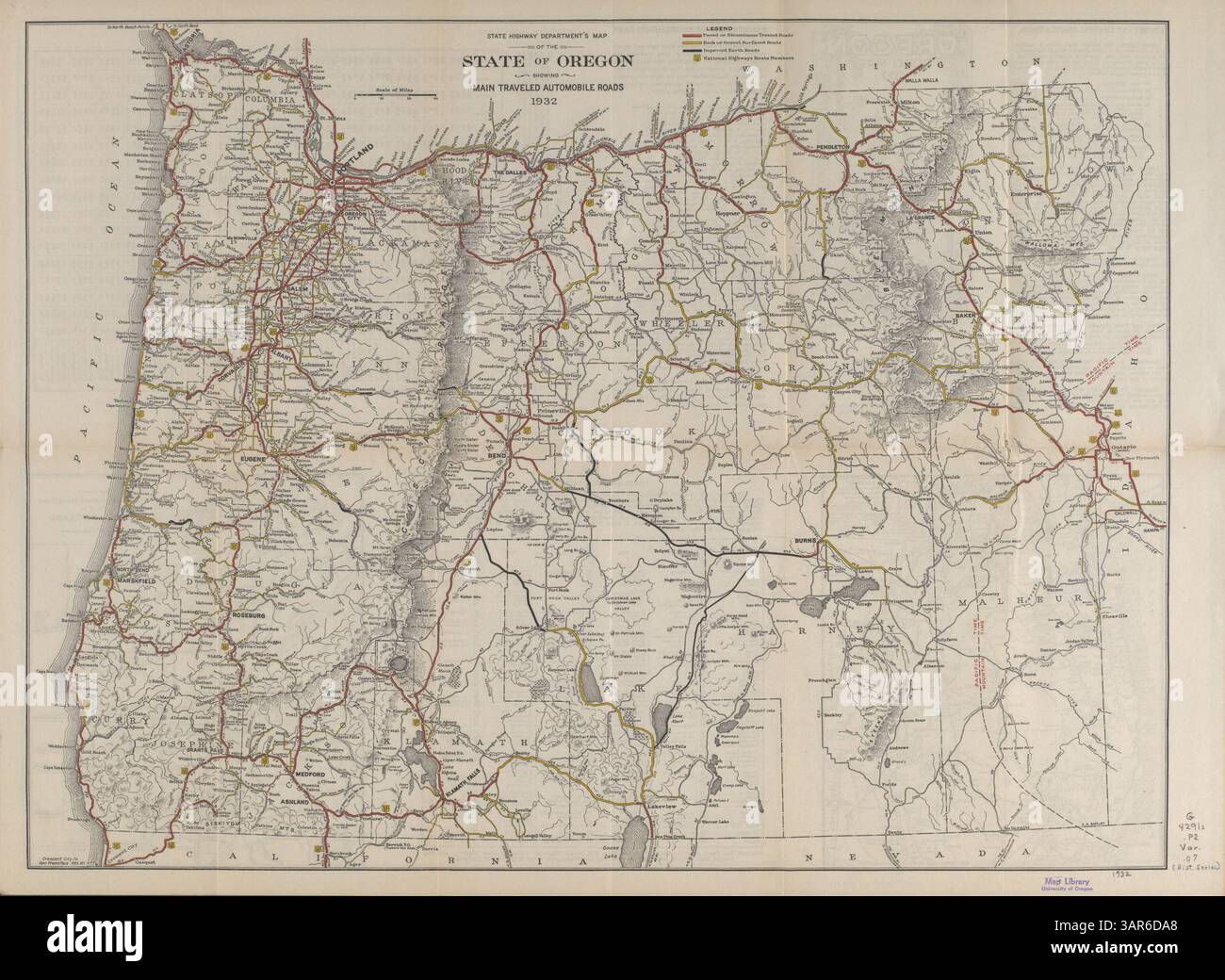 This map of Oregon highlights the state's most traveled automobile ...