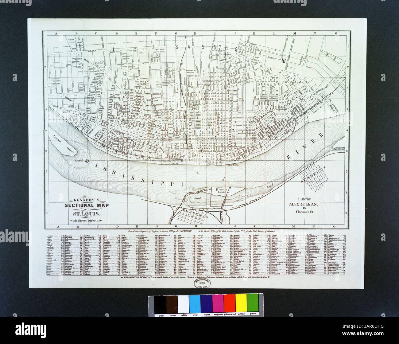 Kennedy's Sectional Map of St. Louis, featuring a street directory ...
