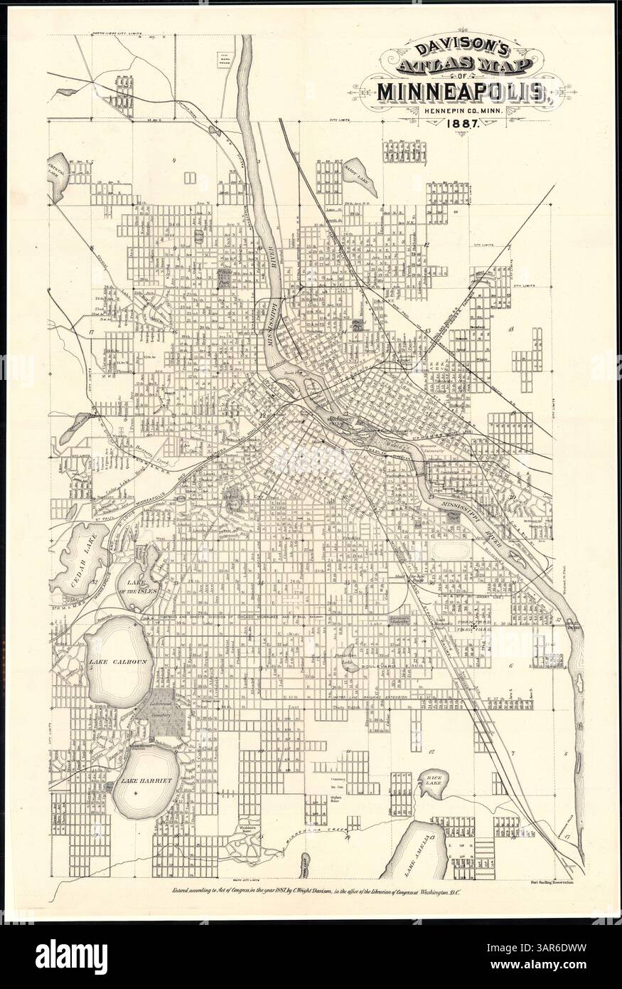 This 1887 atlas map of Minneapolis provides a detailed view of the city ...