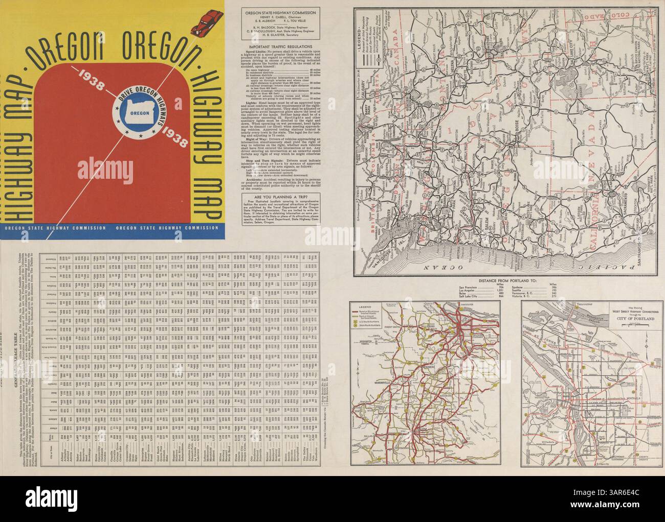 The reverse of this map of Oregon includes additional details on main ...