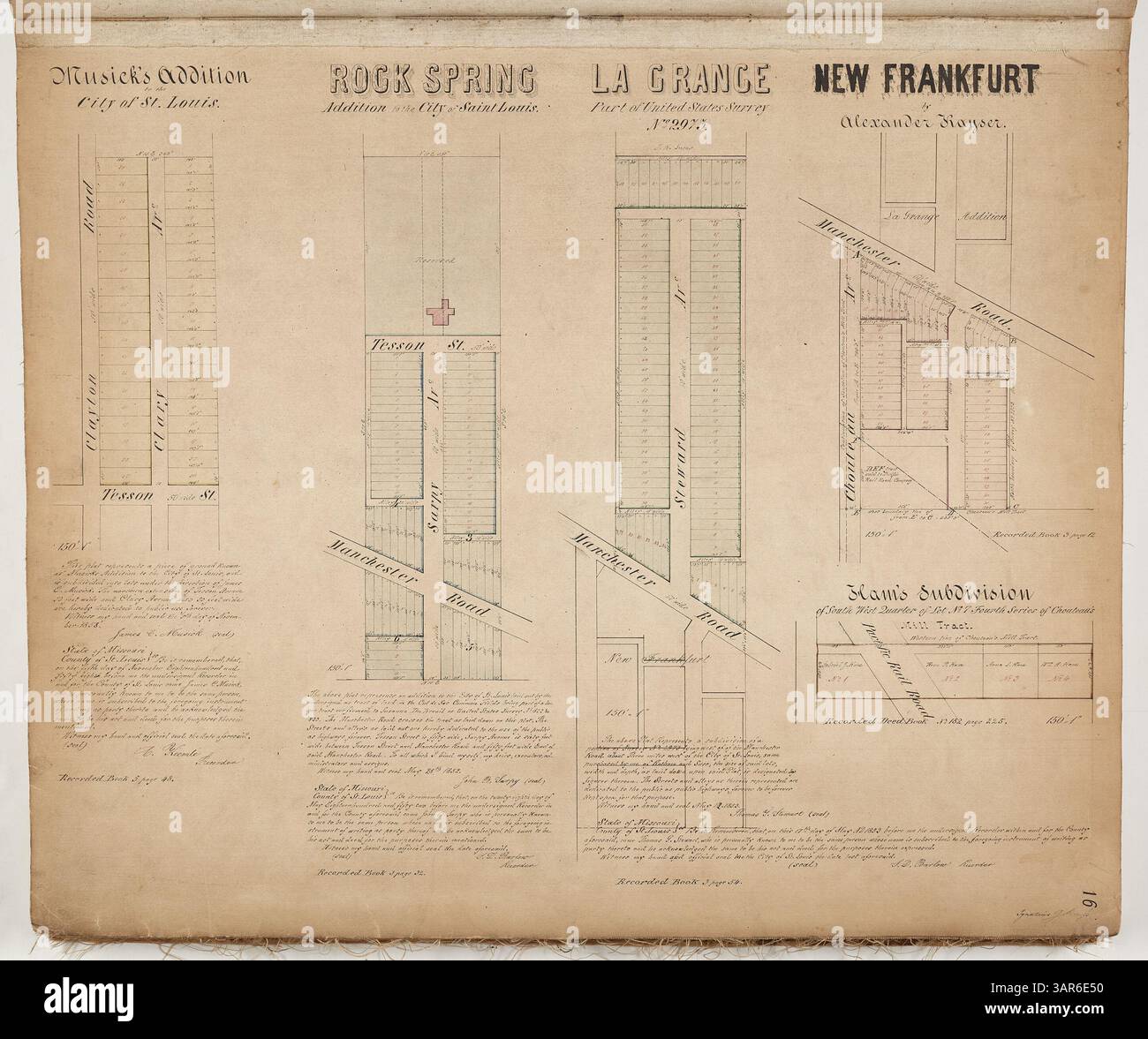 Plats from 1845-1858 depict Musick's Addition, Rock Spring Addition, La ...