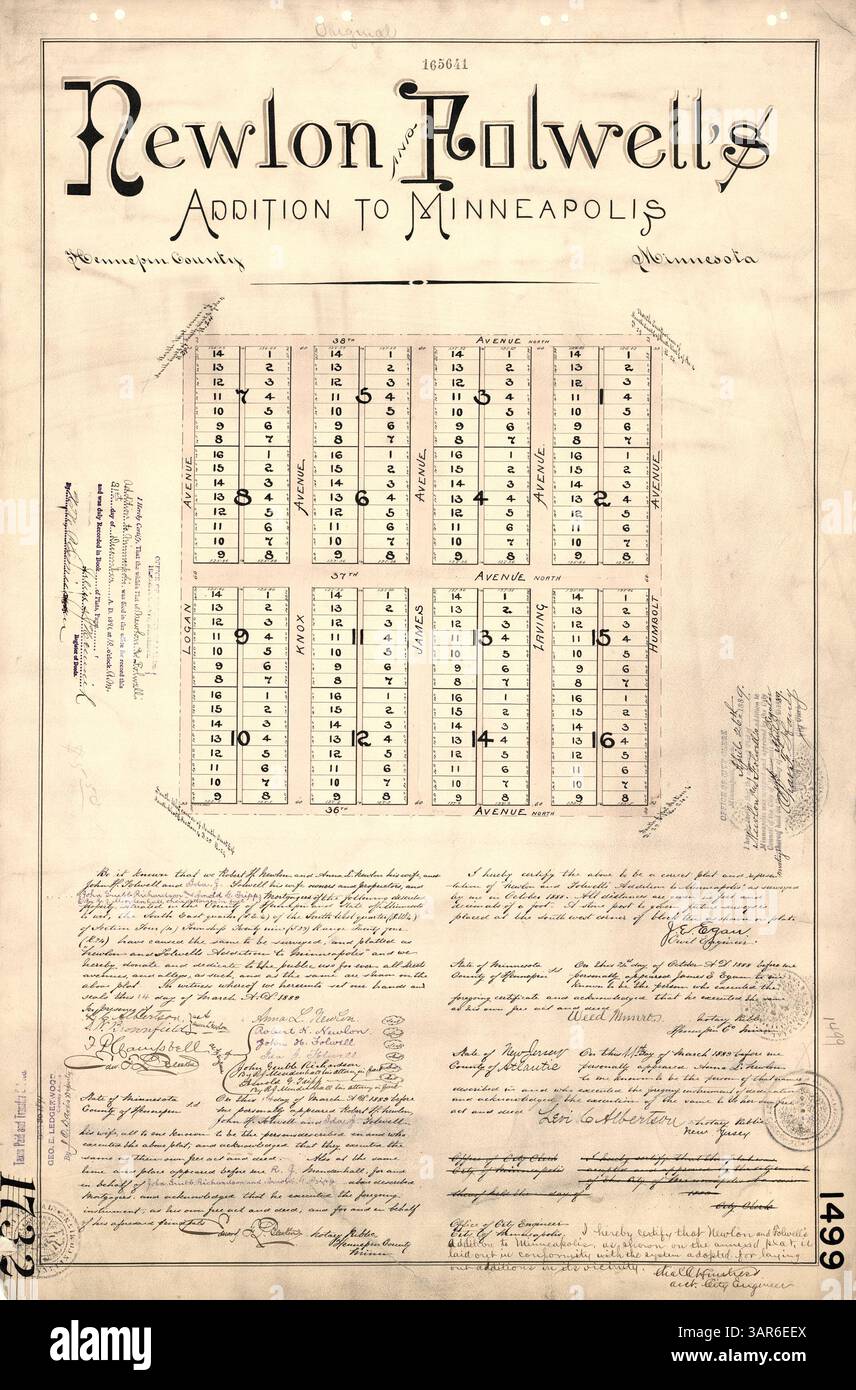 This map shows the Newlon and Folwell's Addition to Minneapolis ...