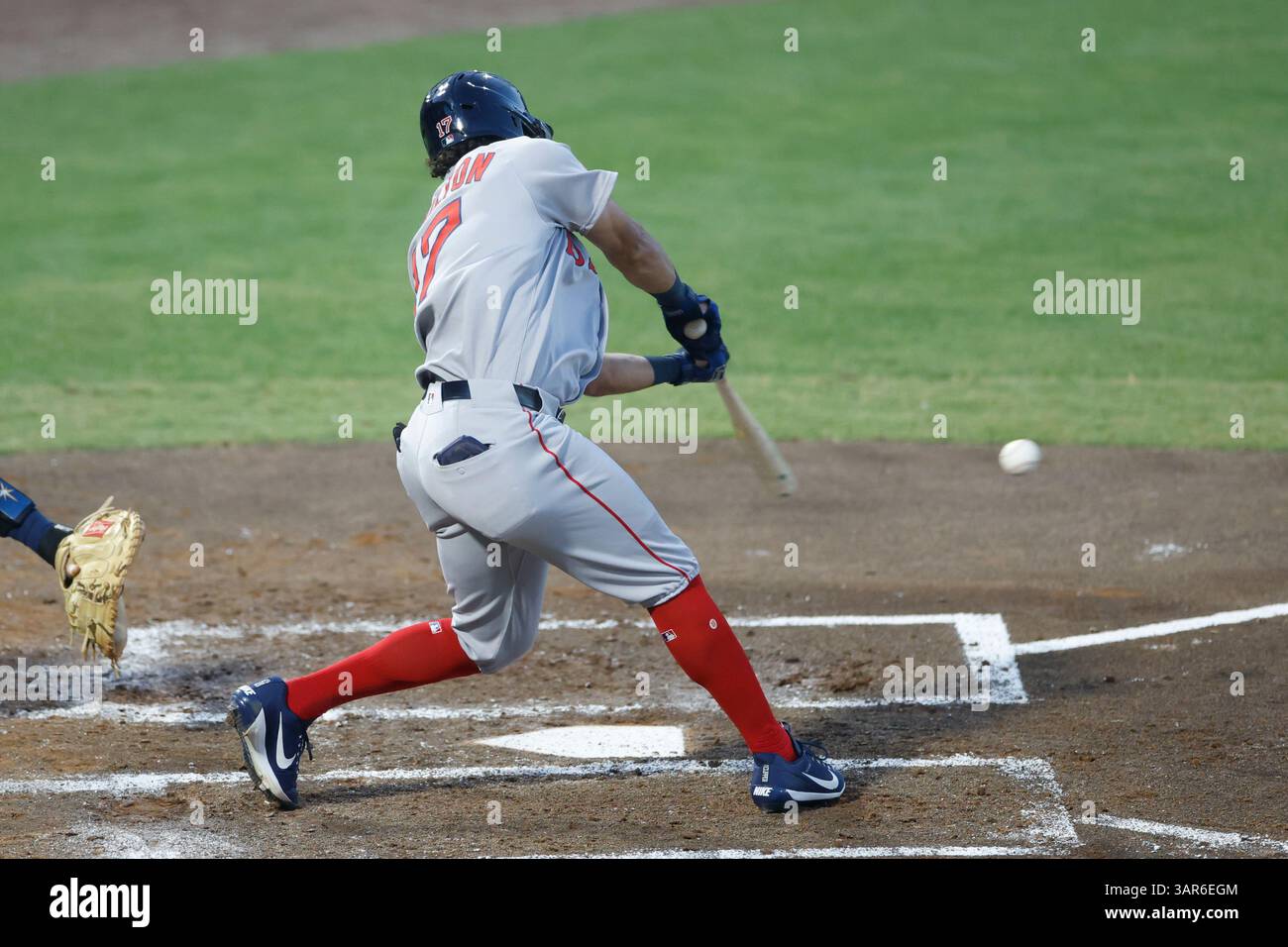 Tampa, FL USA: Boston Red Sox second base David Hamilton (17) grounds ...