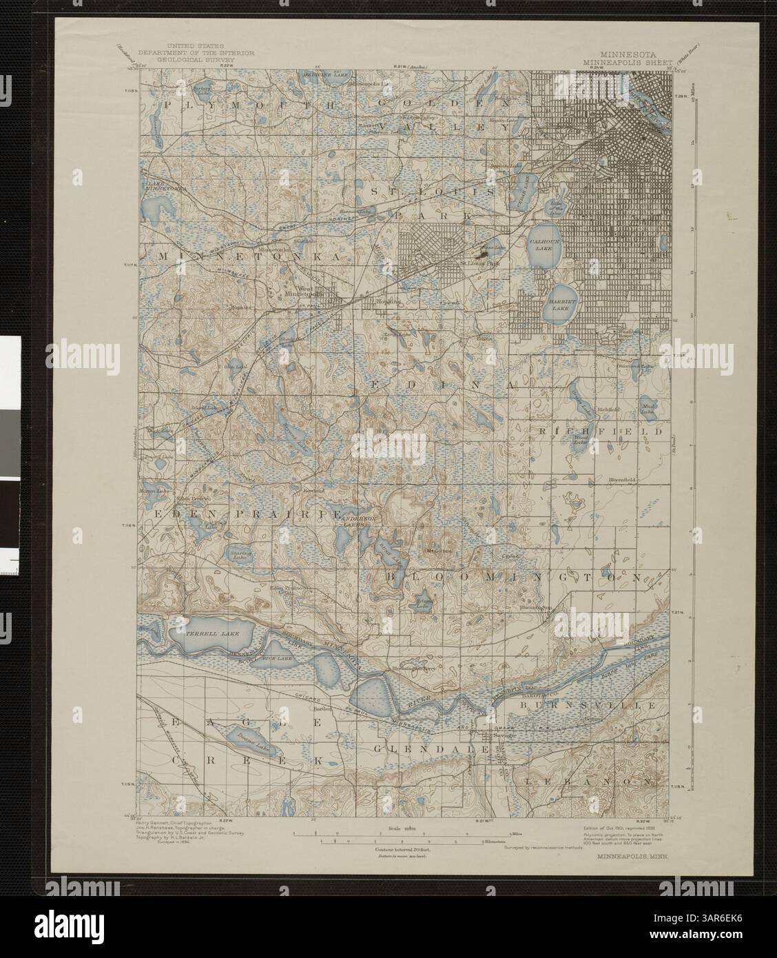 This topographical map shows the southwest area of Hennepin County ...