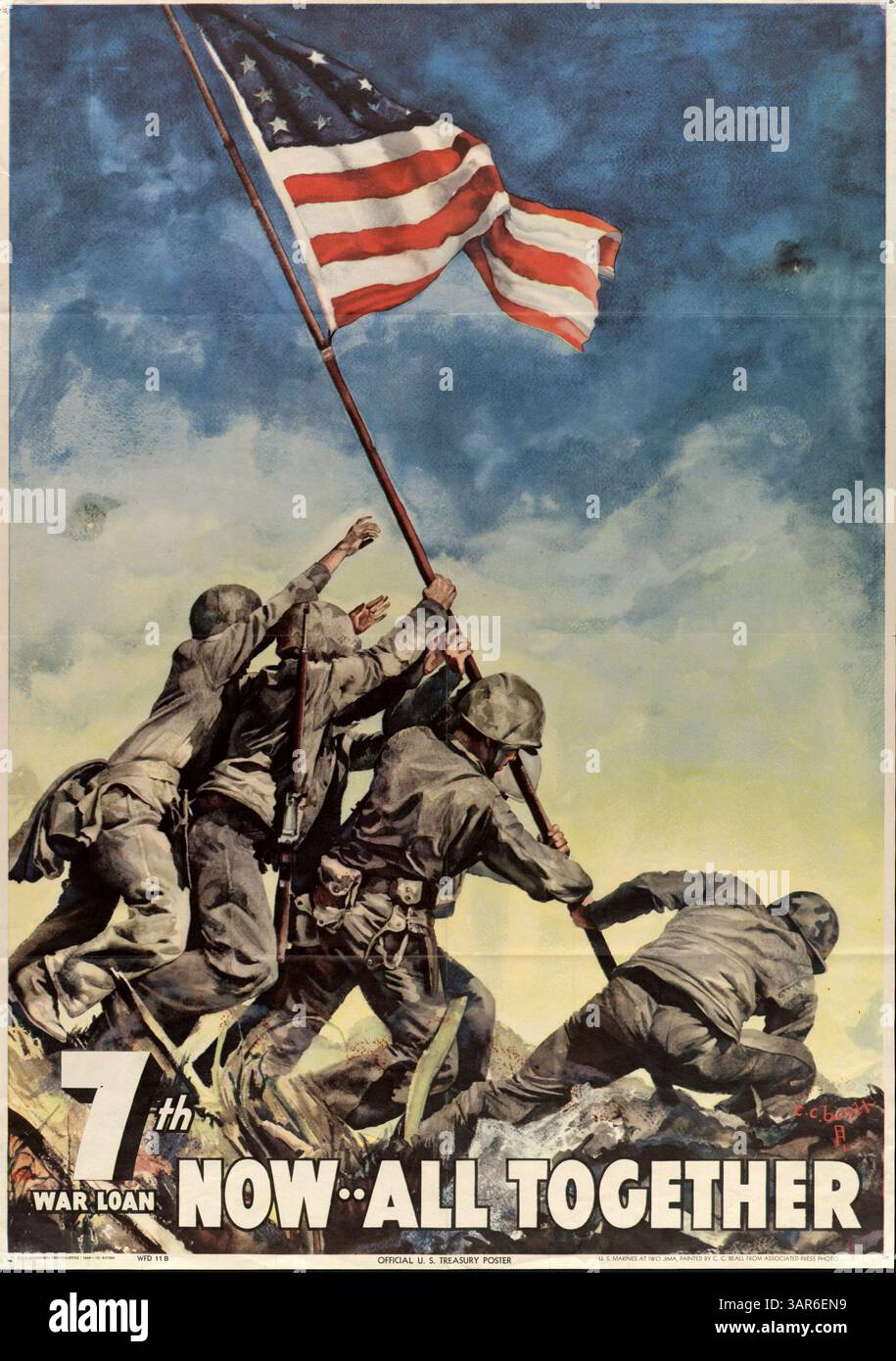 A painted reproduction of the iconic photograph of U.S. Marines raising ...