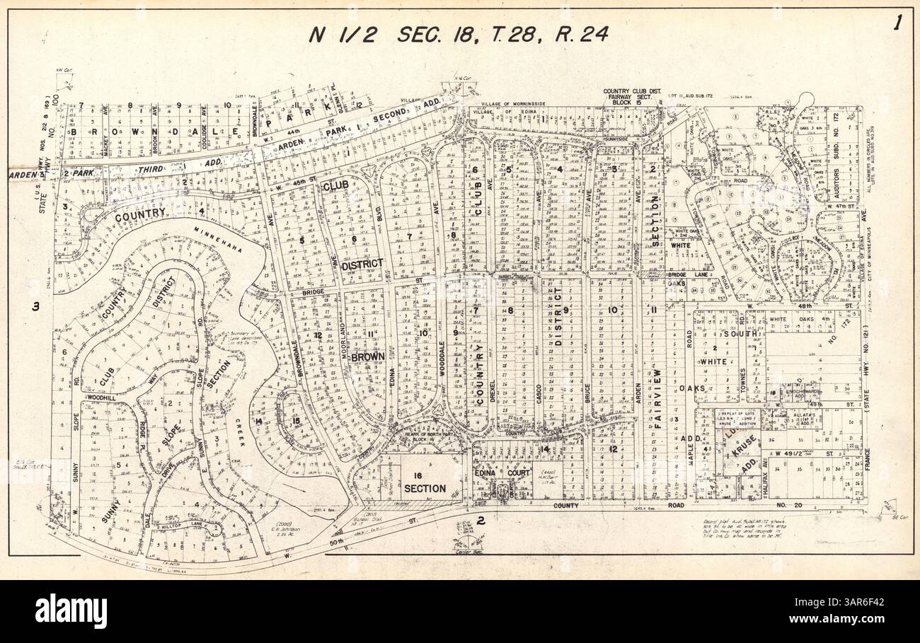 A set of detailed surveys and plats illustrating property ownership ...