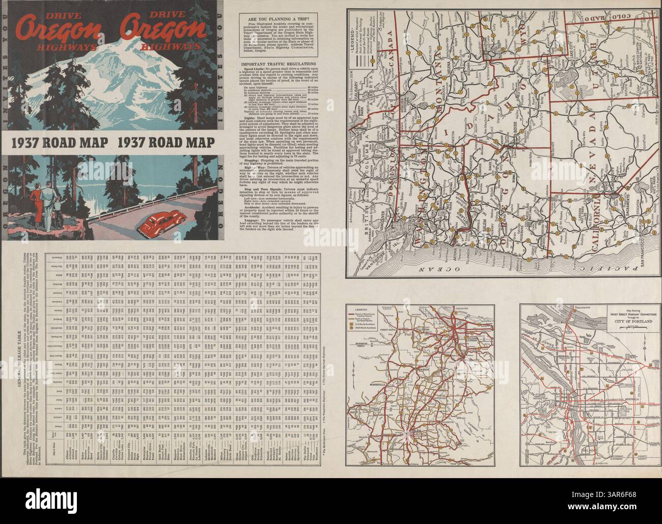 The reverse of the State Highway Department's map details the main ...