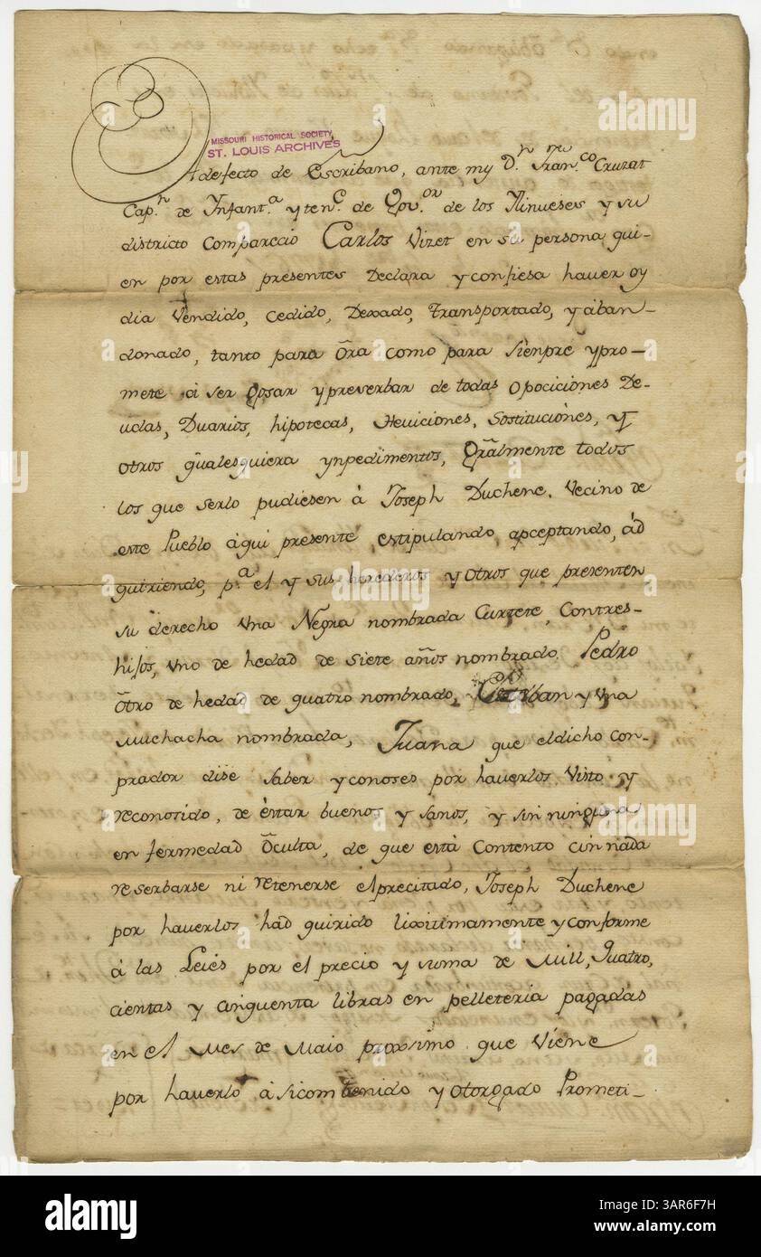 This document records the sale of slaves from Charles Bizet to Joseph ...