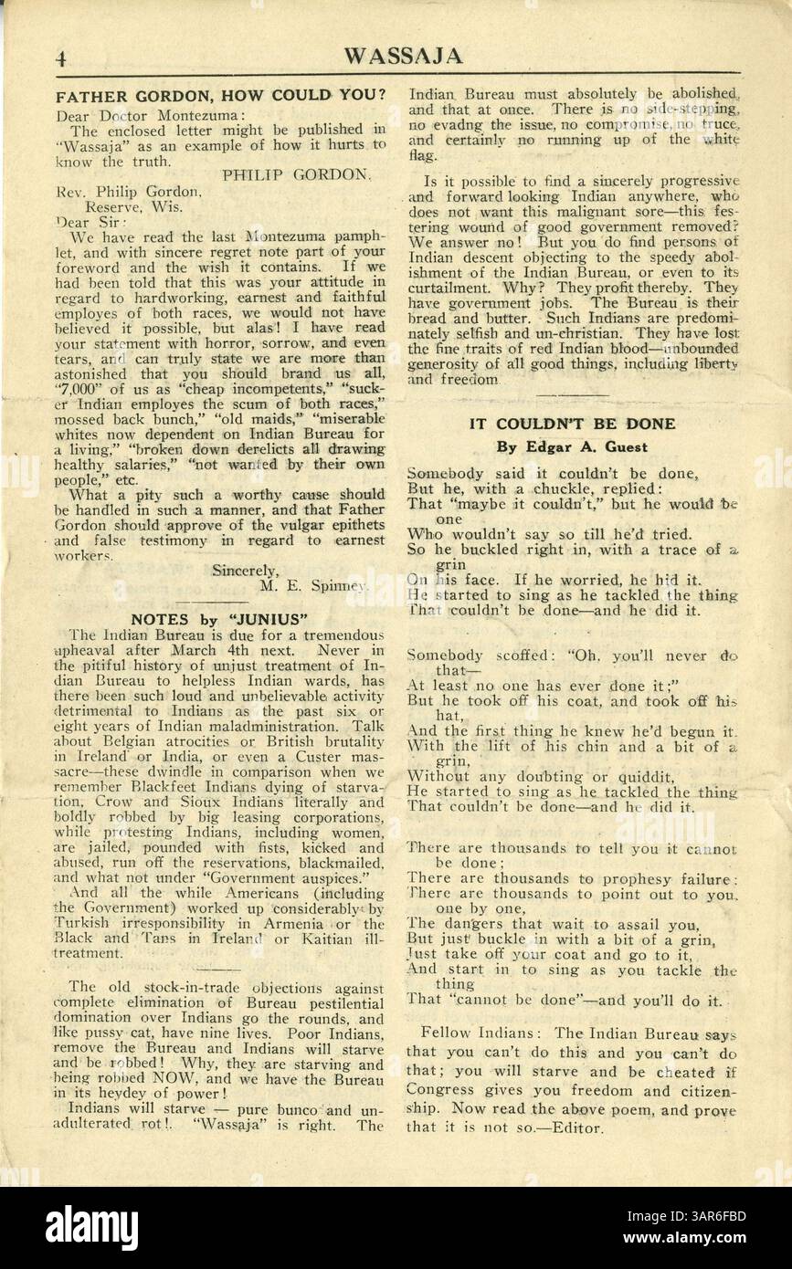 Wassaja's October 1920 issue (Vol. 5, No. 7) with the subtitle 'Freedom's signal for the Indians ...