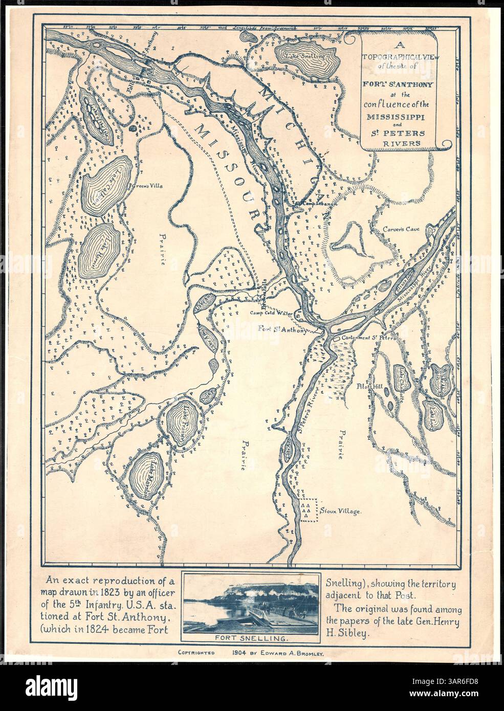 This 1823 map illustrates the site of Fort St. Anthony (later known as ...