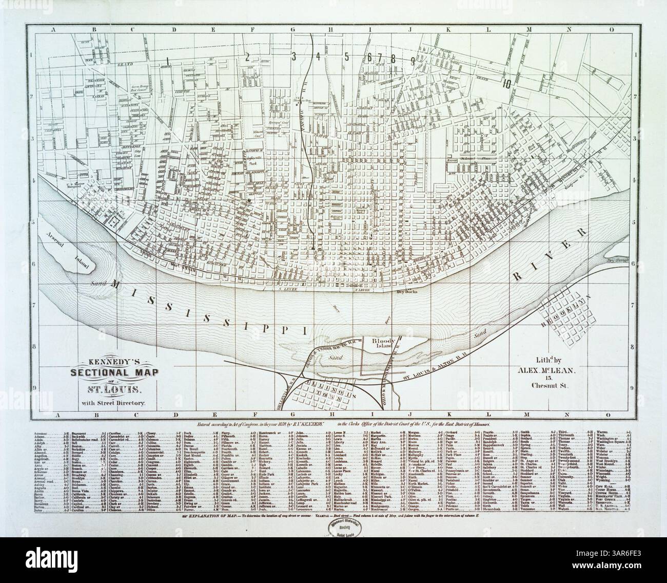 Kennedy's Sectional Map of St. Louis includes detailed street ...