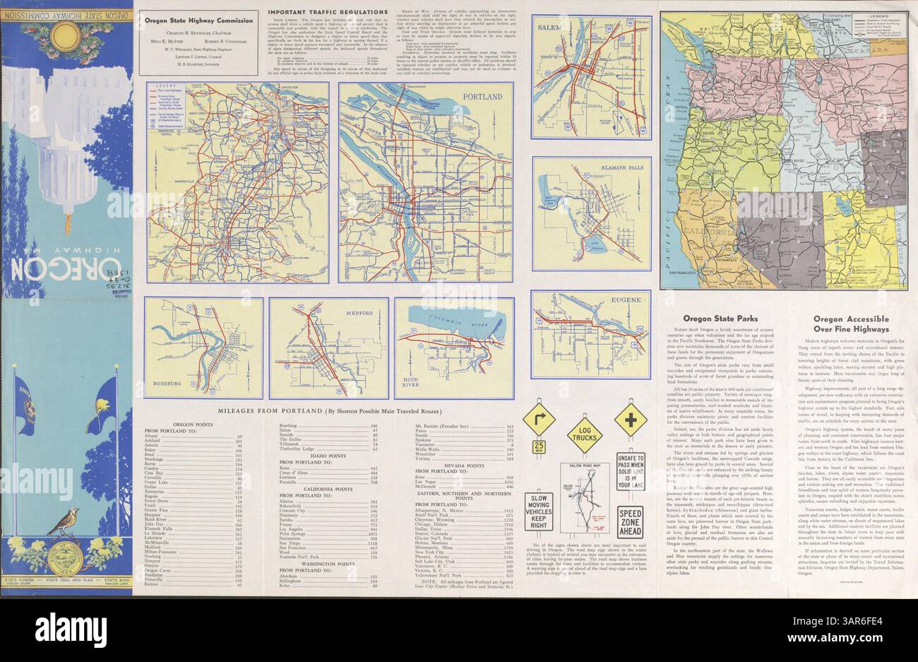 This is the reverse side of the official highway map of Oregon ...