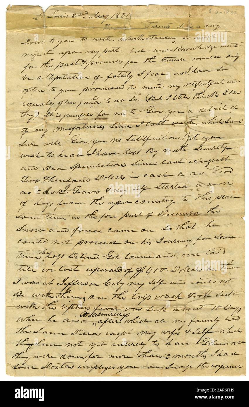 A letter from W.S. Burch, dated May 2, 1831, to Benjamin Burch ...