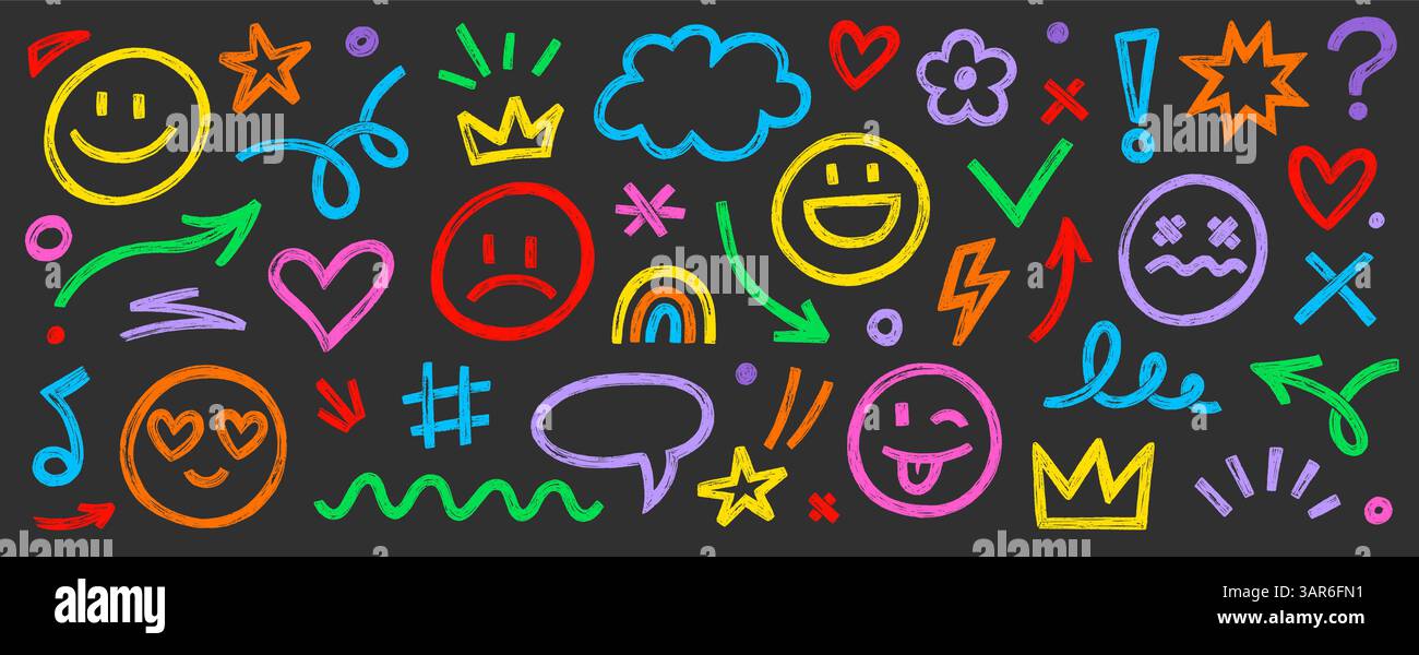 Hand drawn crayon smiley face hi-res stock photography and images - Alamy