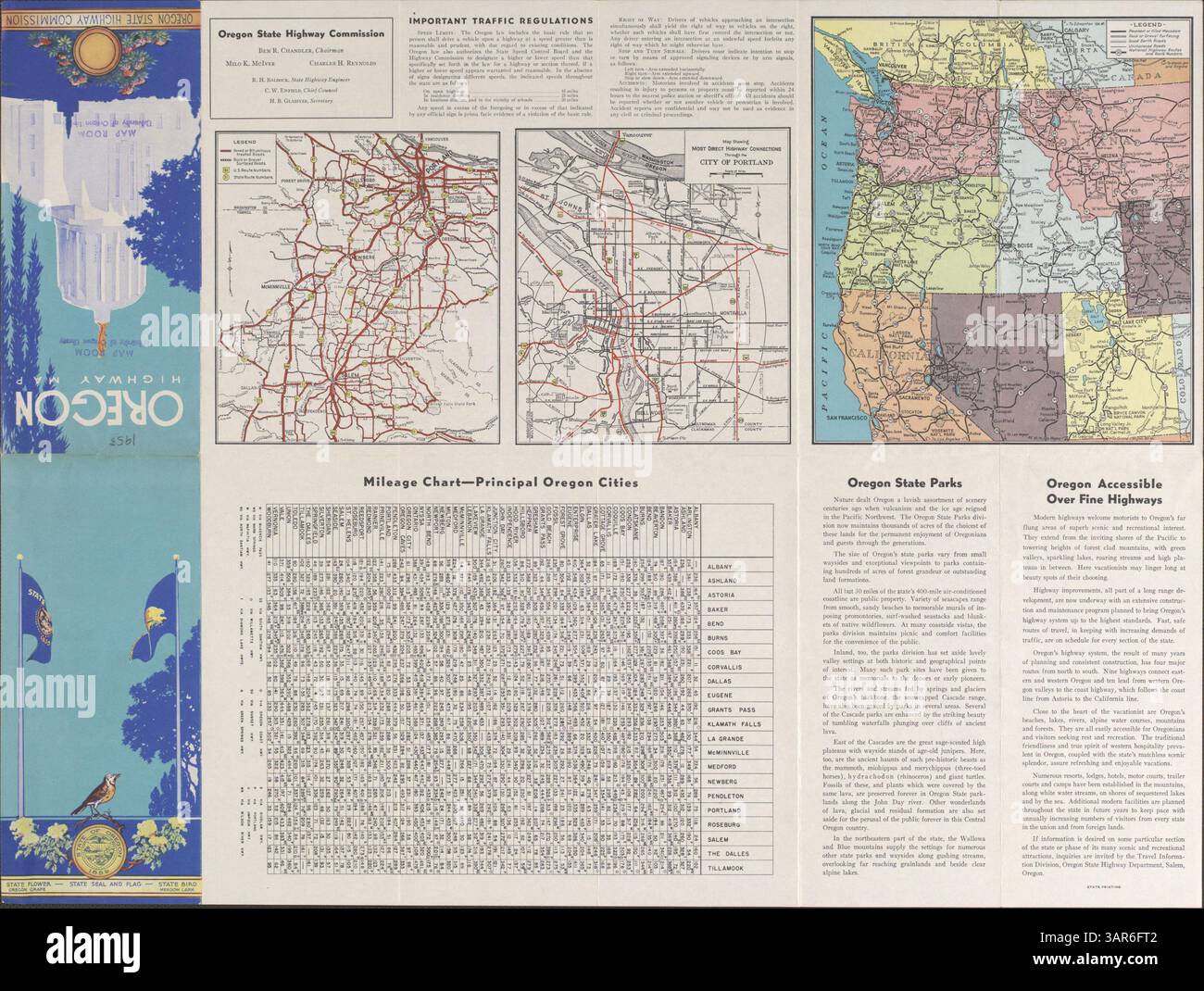 This map of Oregon shows the main traveled automobile roads, with key ...