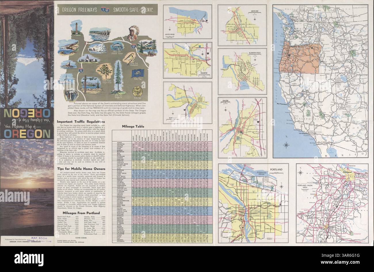 This is the reverse side of the official highway map of Oregon ...