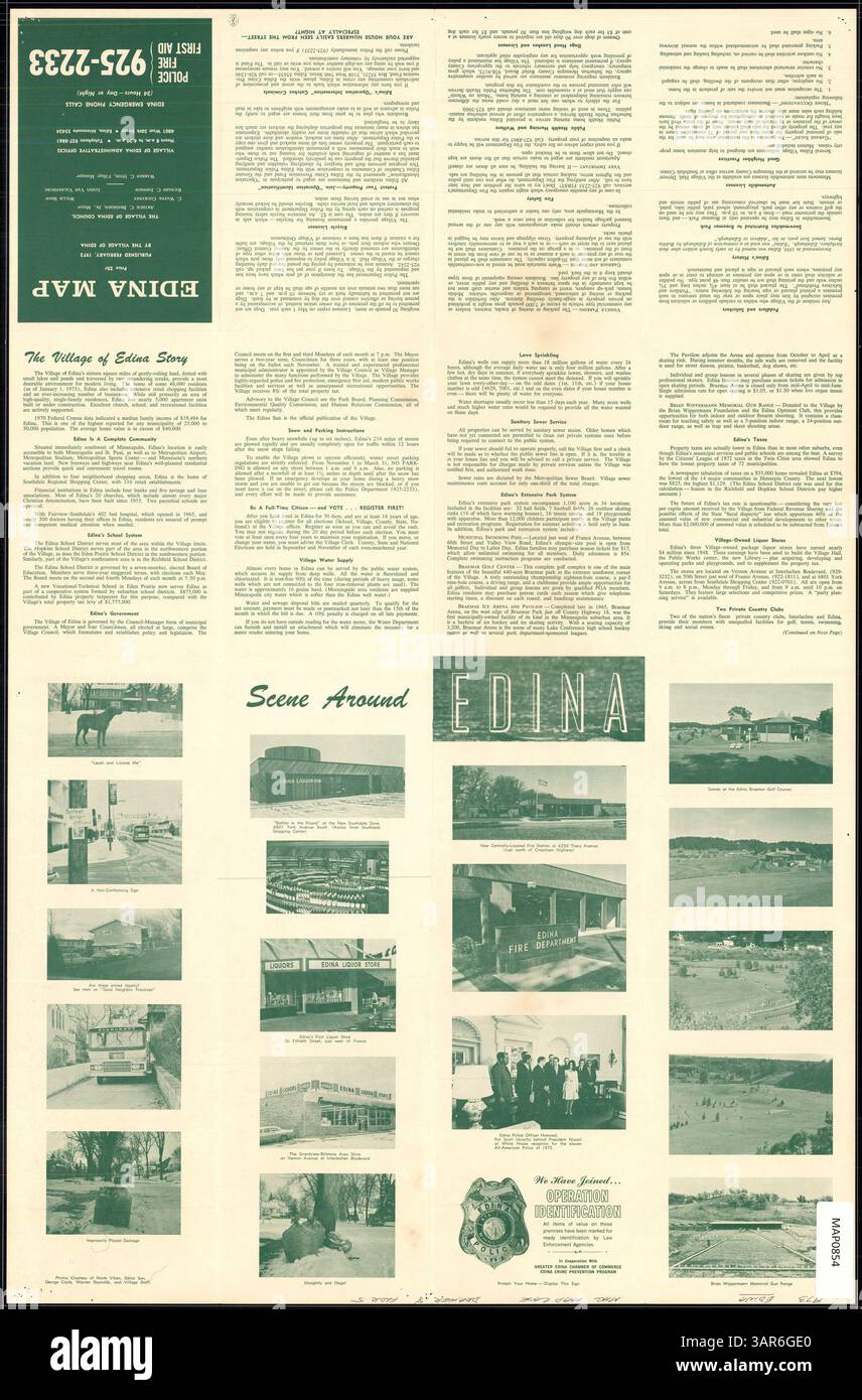 The 1973 Edina map features parks, schools, churches, civil defense ...