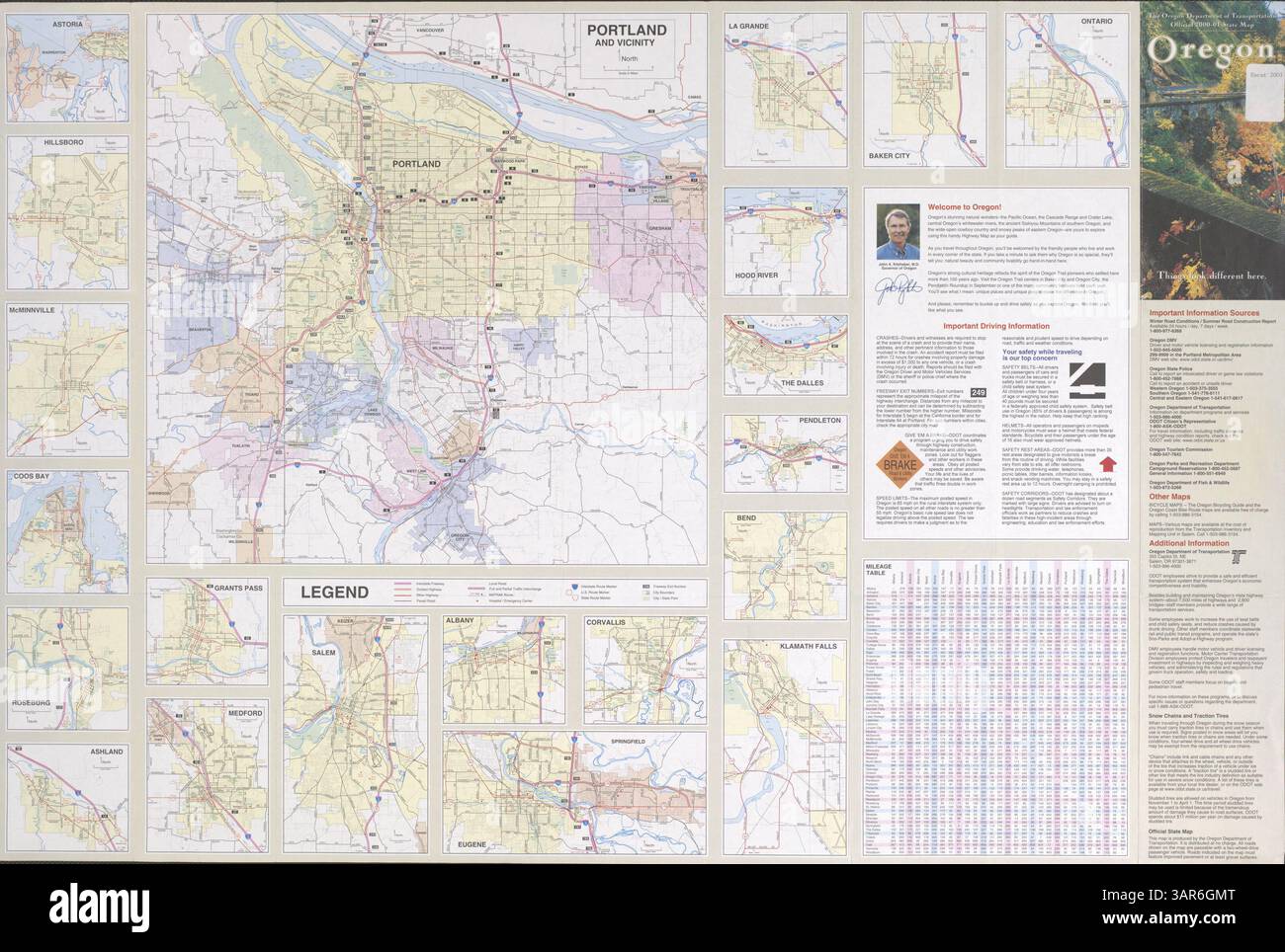 The reverse side of the Oregon state map provides additional ...