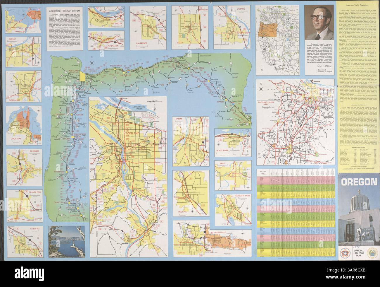 This back side of Oregon’s official highway map provides an overview of ...