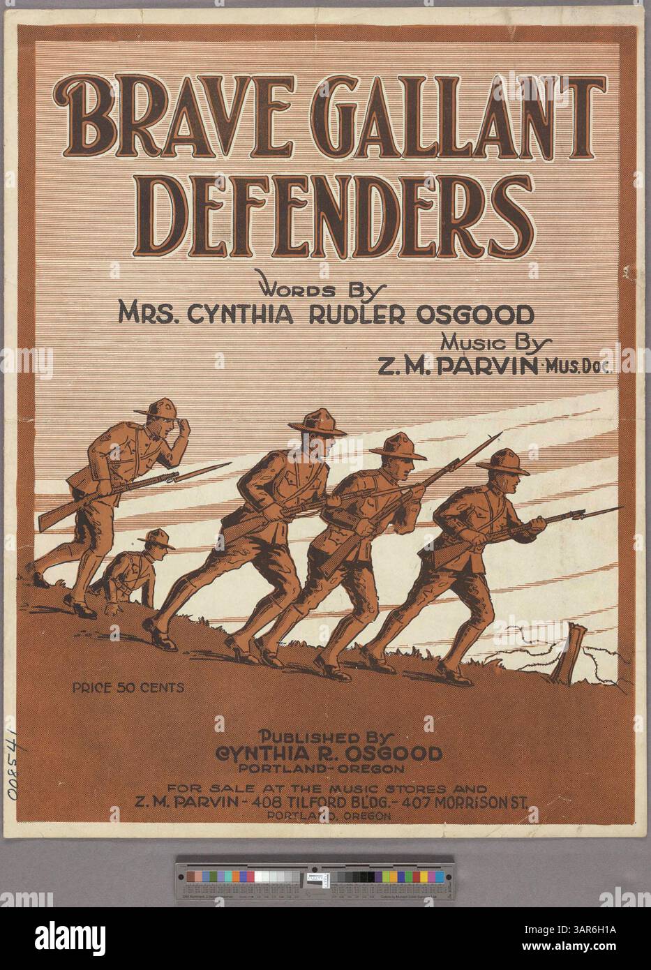 Cover of a musical score titled 'Brave Gallant Defenders,' featuring ...