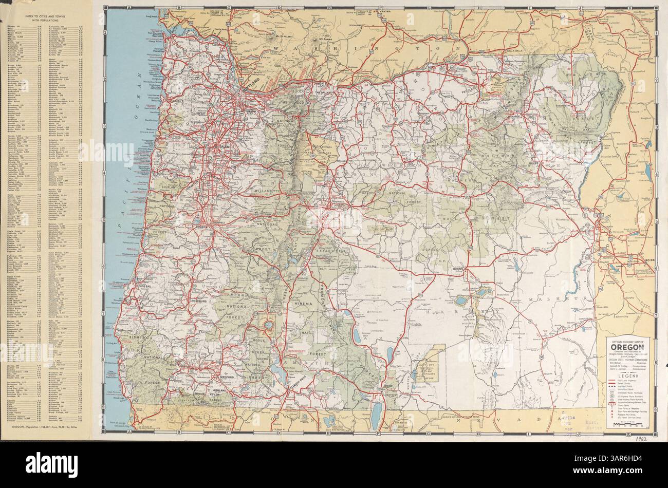 The official highway map of Oregon displays the state's roads, with ...