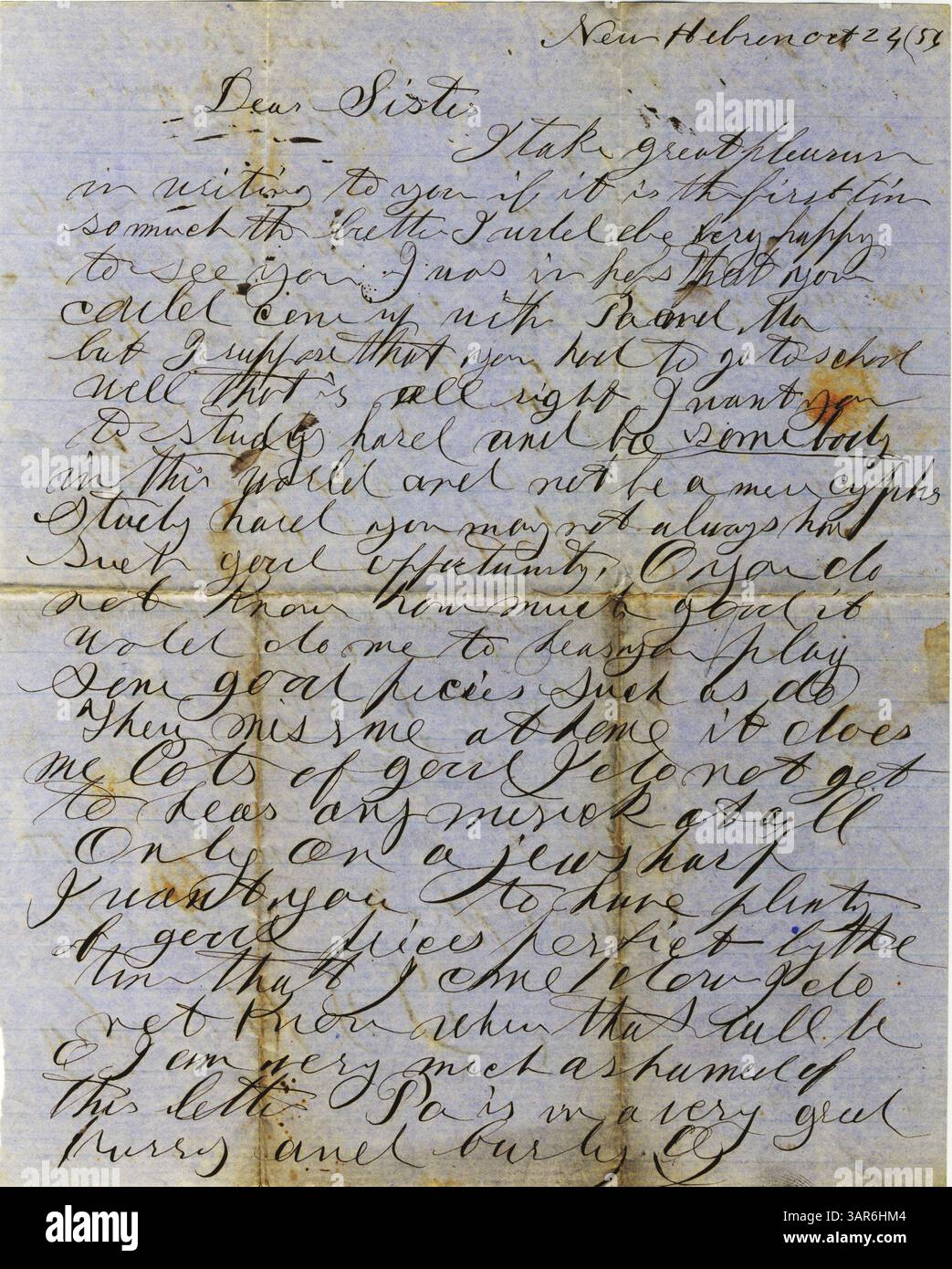T.S. Hawley's letter to his sister, dated October 24, 1856, offers a ...