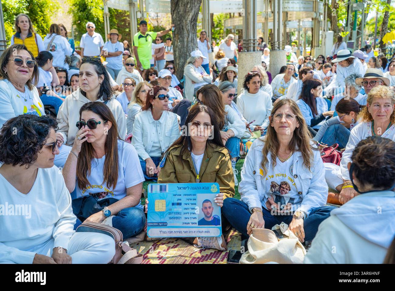 Kiryat Bialik, Israel - April 15, 2025: Anat Angrest, mother of Matan ...