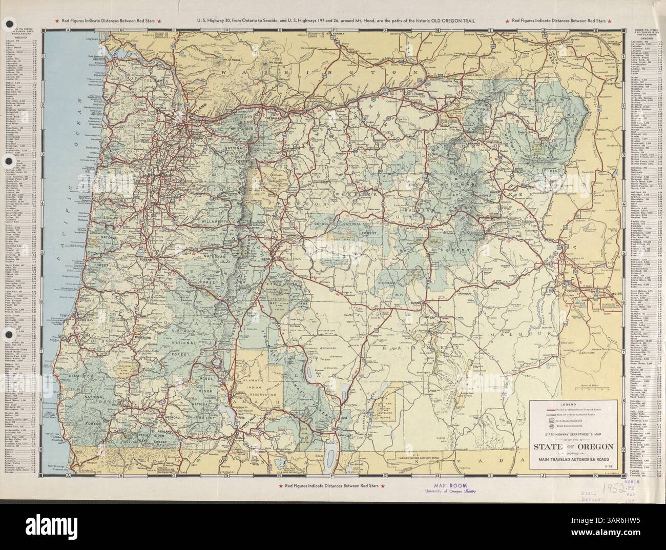 This 1910 map from the Oregon State Highway Department highlights the ...