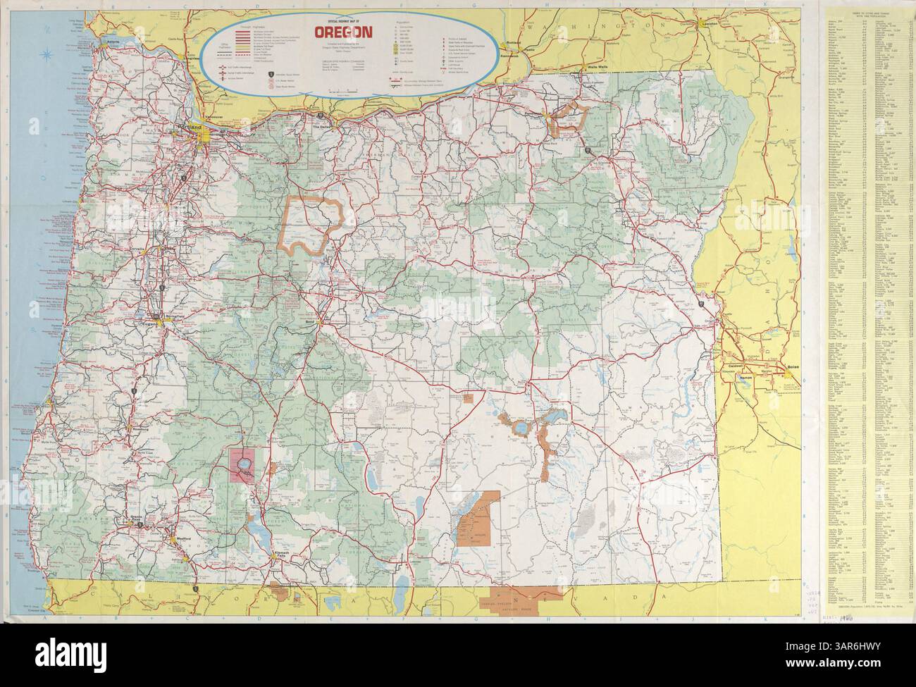 This official map of Oregon features relief shown by spot heights, with ...