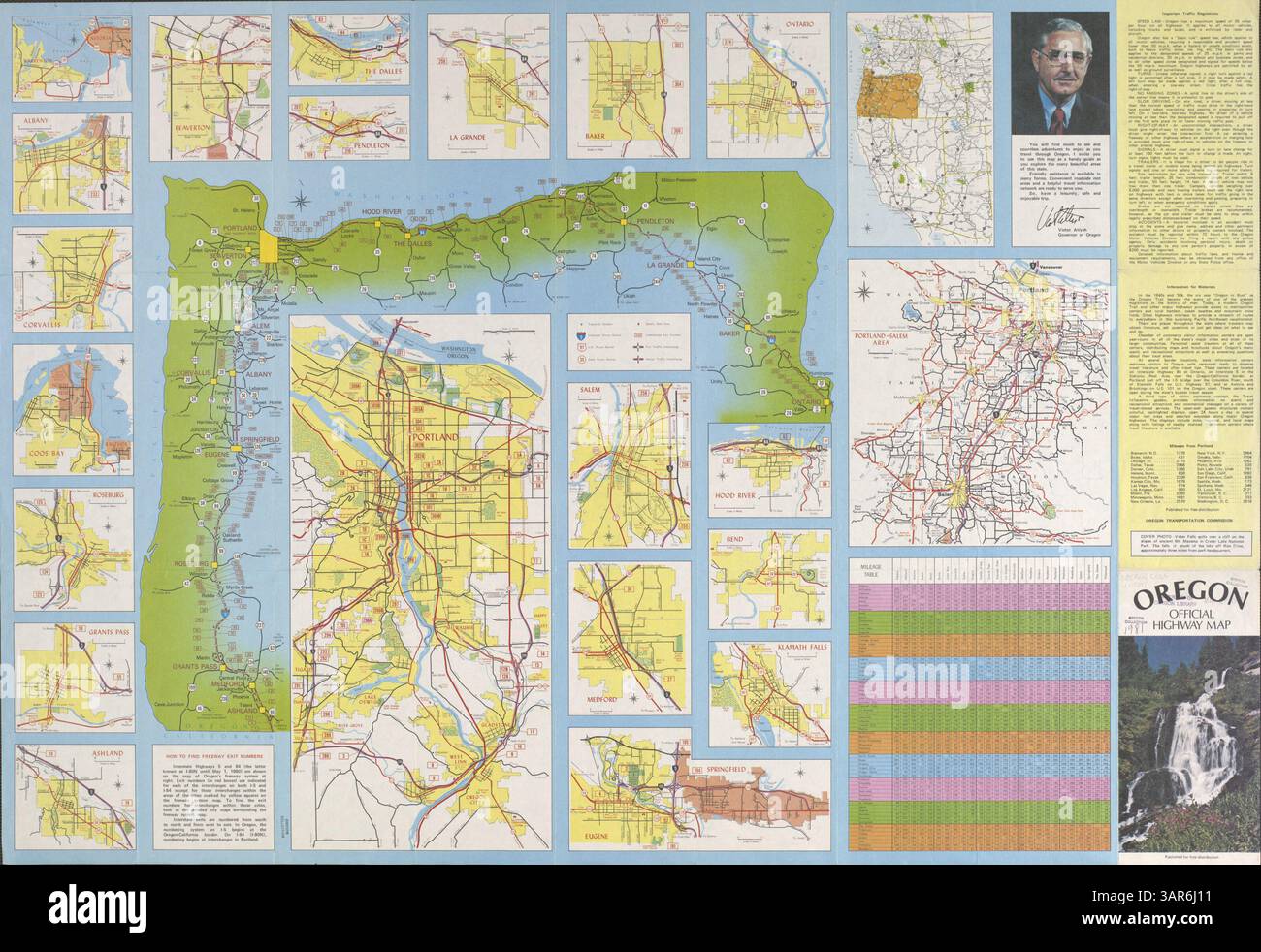 The reverse side of this official highway map of Oregon offers ...