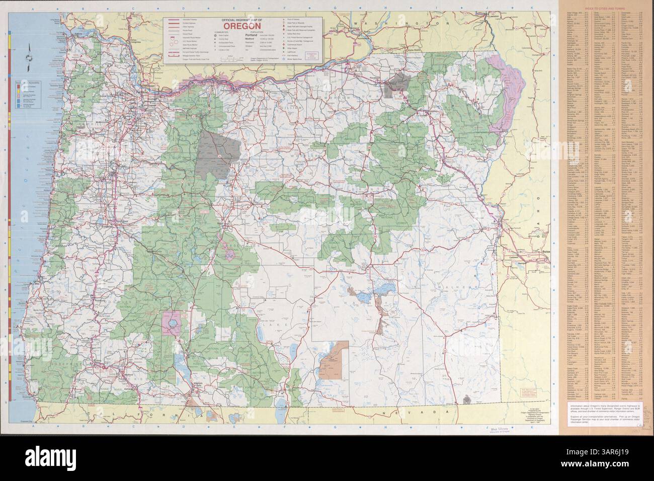 This 1974 official highway map of Oregon includes an index to cities ...