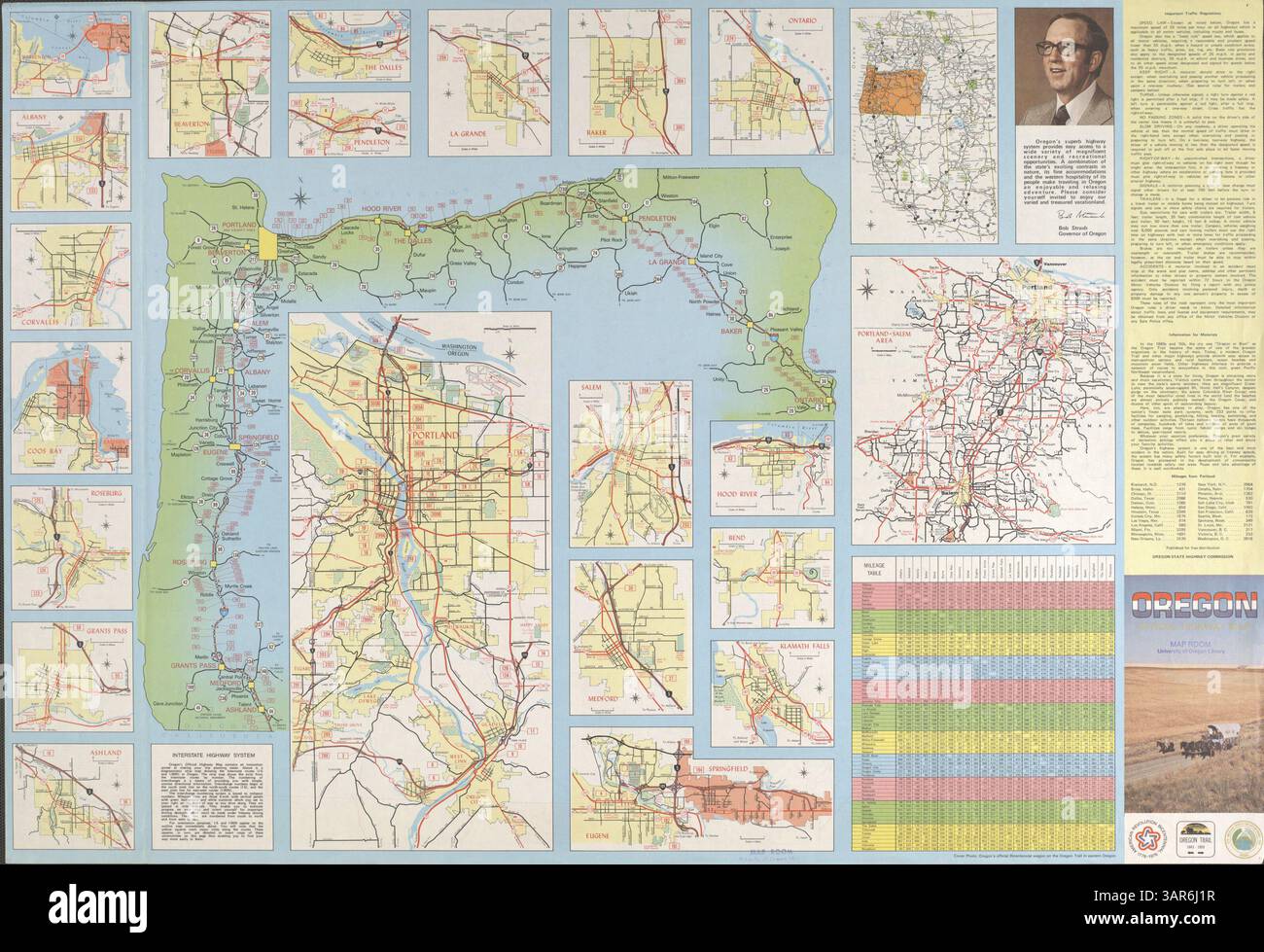The back of the official Oregon highway map displays additional ...