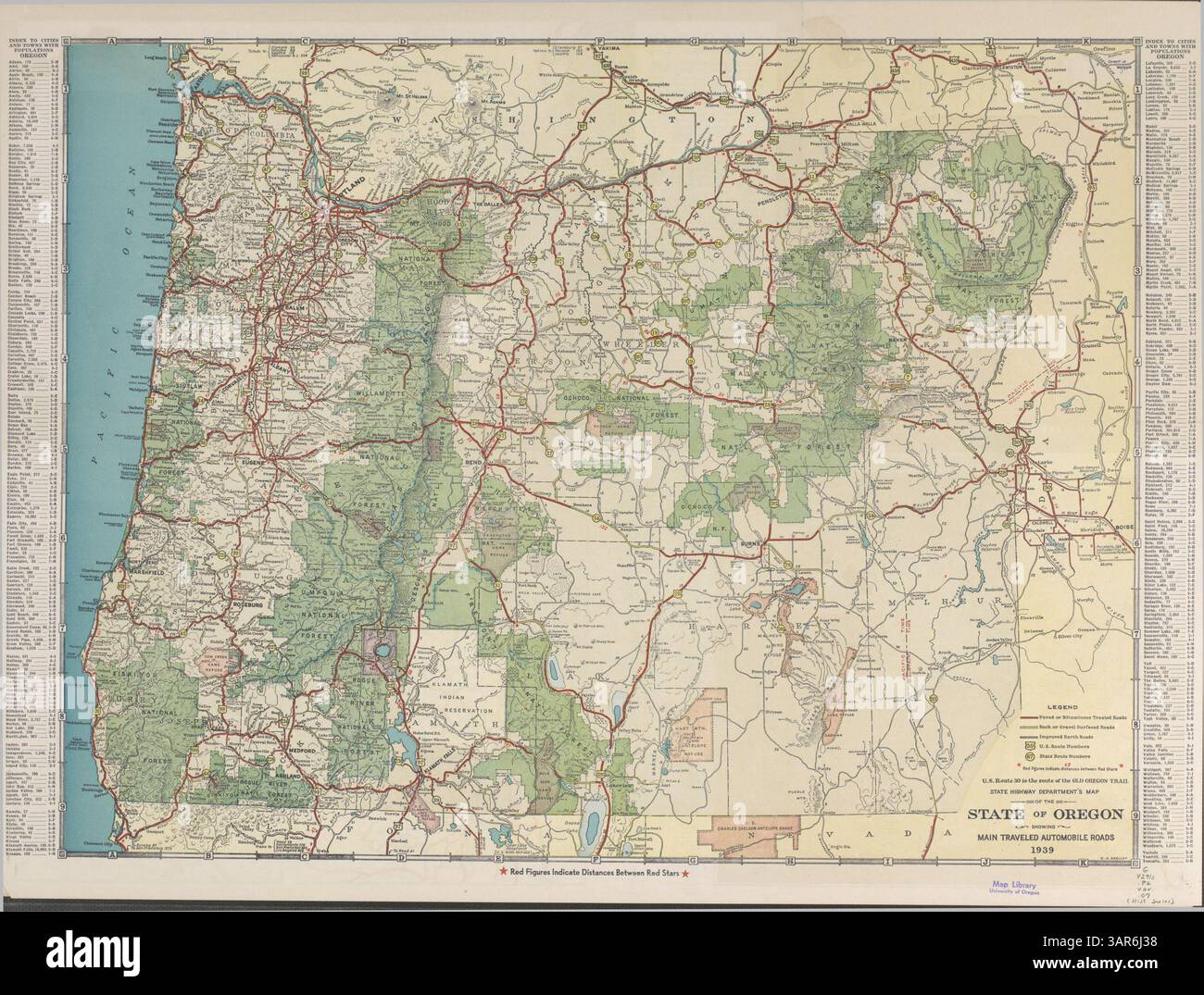This map from the State Highway Department shows Oregon's main traveled ...