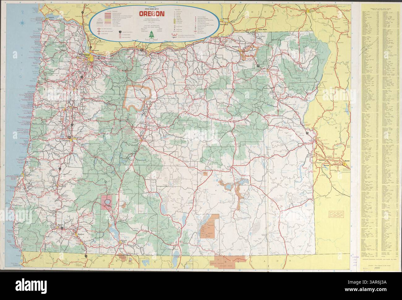 This is the official highway map of Oregon, showing the state's main ...