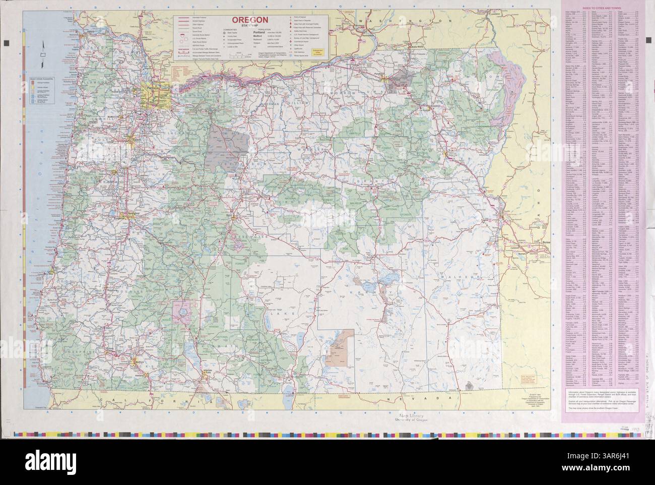 This map of Oregon shows relief by spot heights and includes an index ...