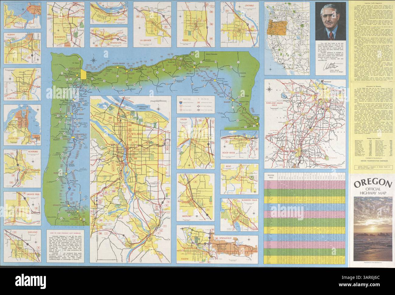 The reverse side of this official highway map of Oregon offers travel ...