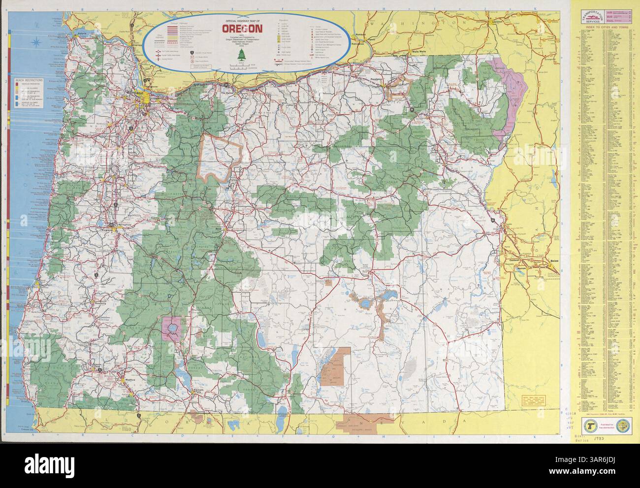 The official highway map of Oregon includes relief indicated by spot ...