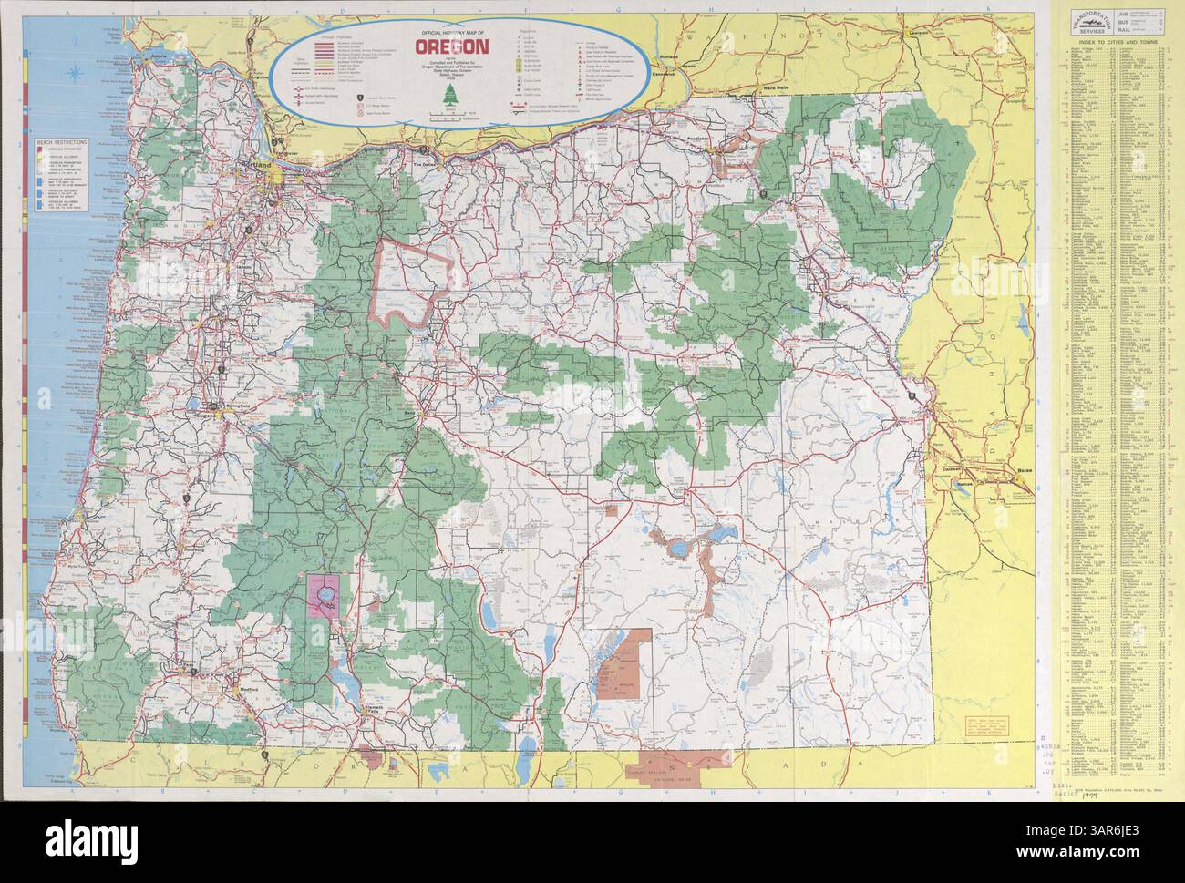 This map shows the highways of Oregon, with relief indicated by spot ...