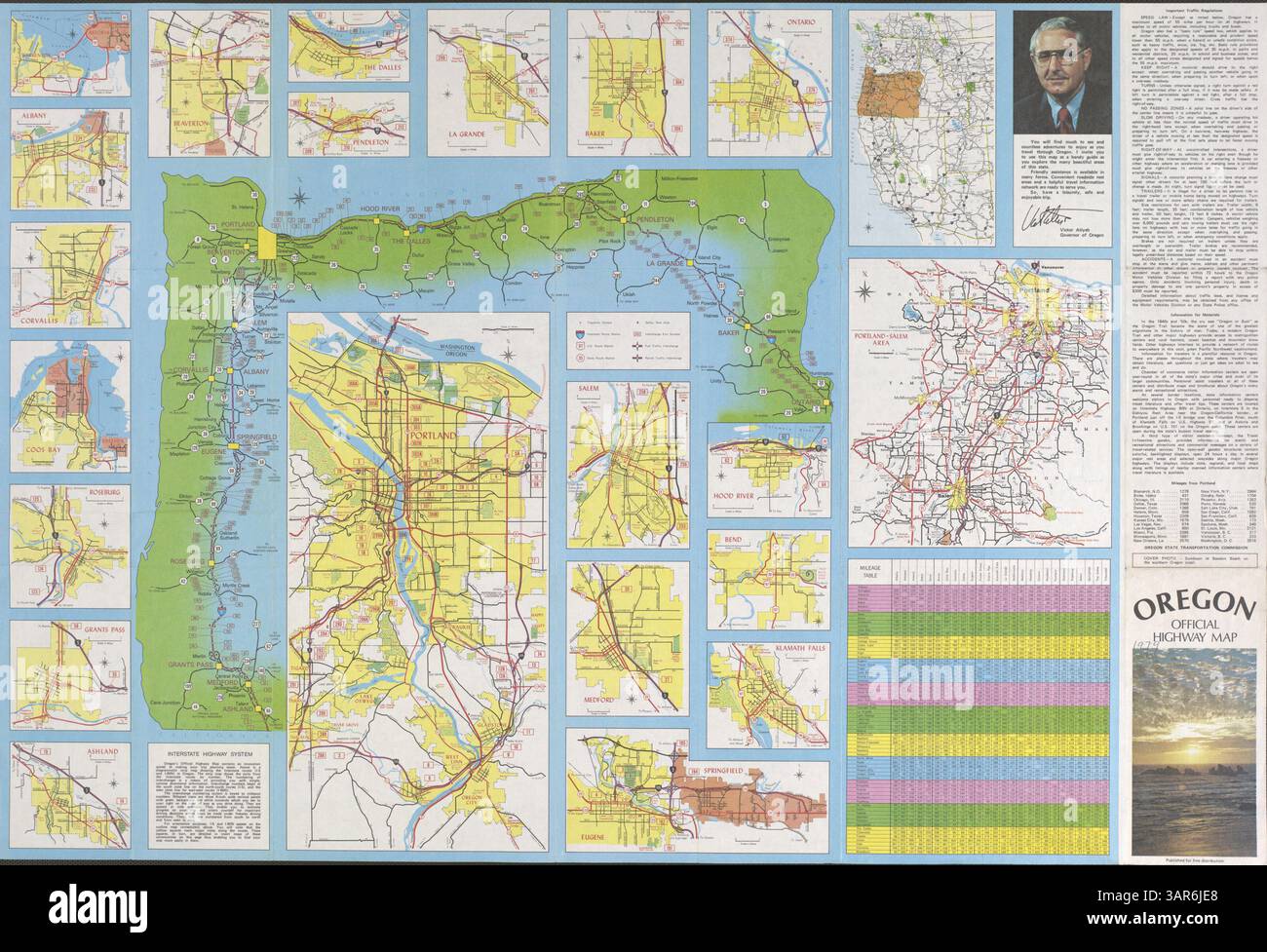 The reverse side of the official highway map of Oregon provides ...