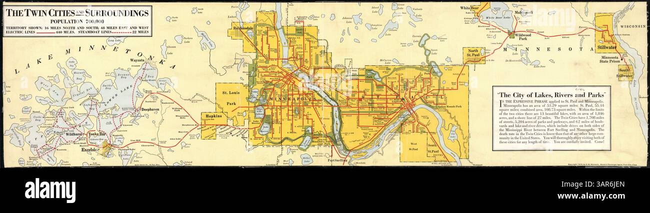This map of the Twin Cities area, covering from Lake Minnetonka to ...