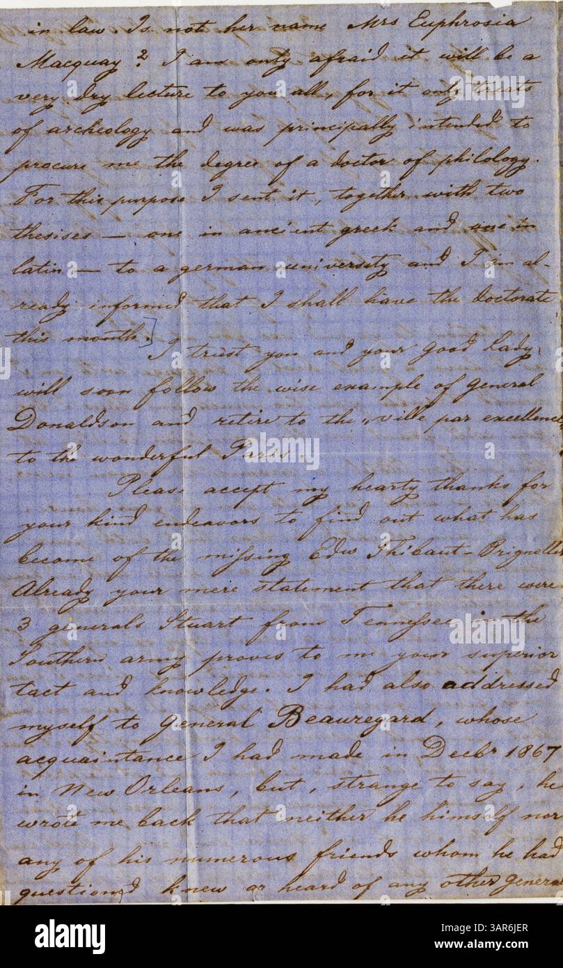 This letter from Heinrich Schliemann, dated May 10, 1869, discusses his ...