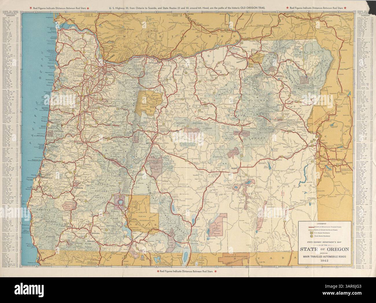 The Oregon State Highway Department's map displays major automobile ...