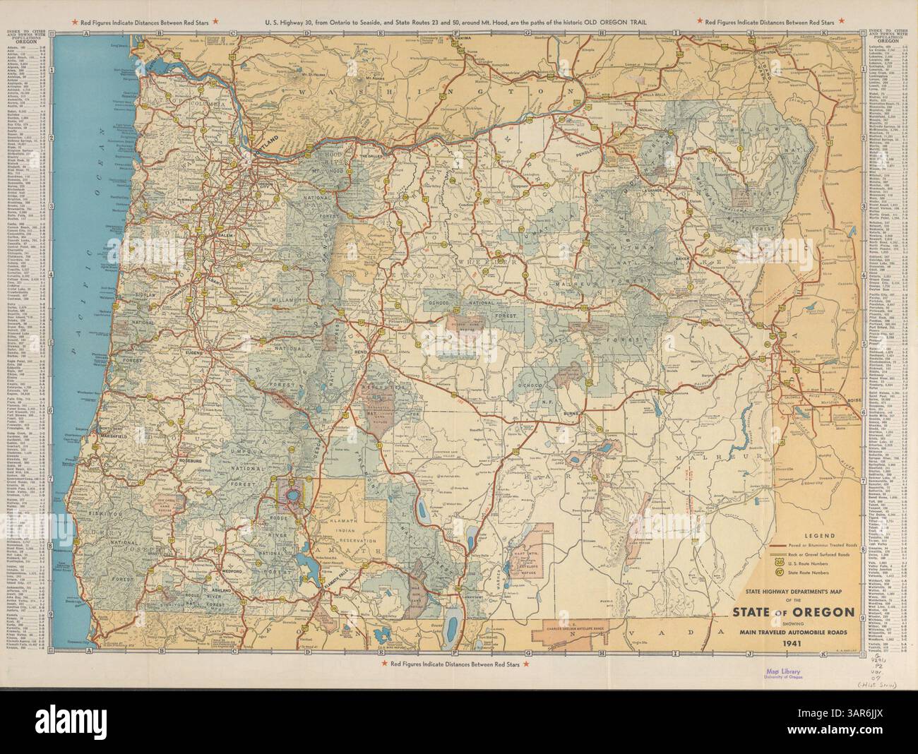 This map from the Oregon State Highway Department shows the main ...